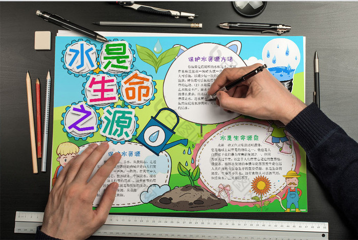 水资源生命之源节水小报手抄报word模版下载 包图网