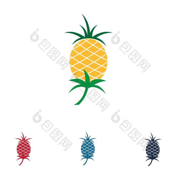 菠萝热带水果向量插图菠萝标志模板向量插图png下载 包图网