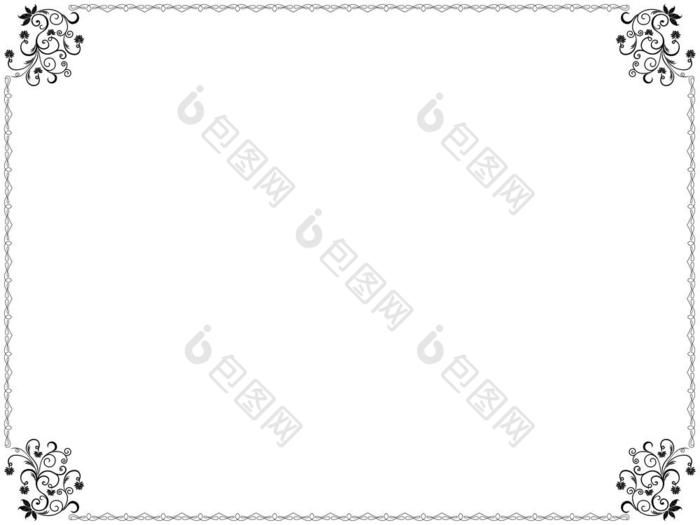 花手画框架模式与漩涡边境和与叶子和花png下载 包图网