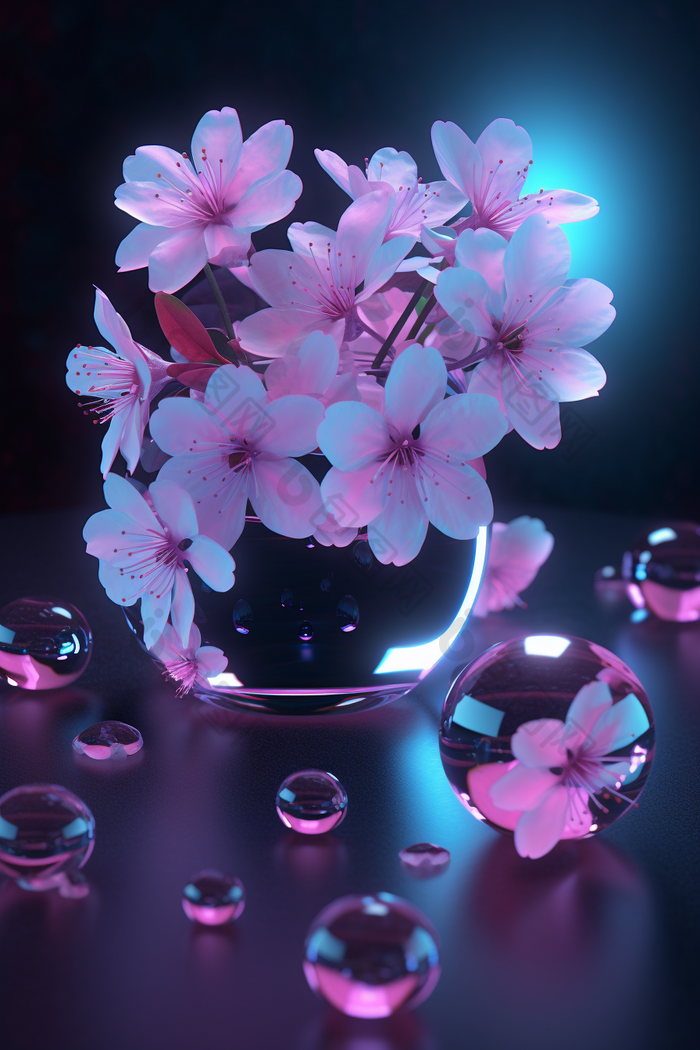 光感荧光花束高清插画图片 包图网