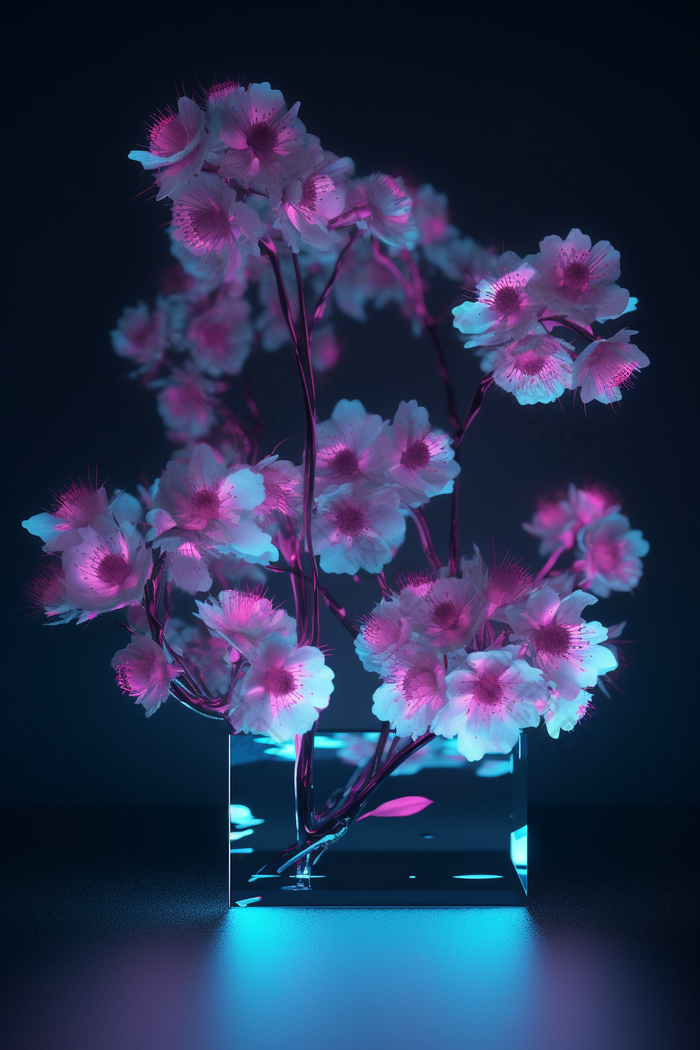 光感荧光花束明亮插画图片 包图网