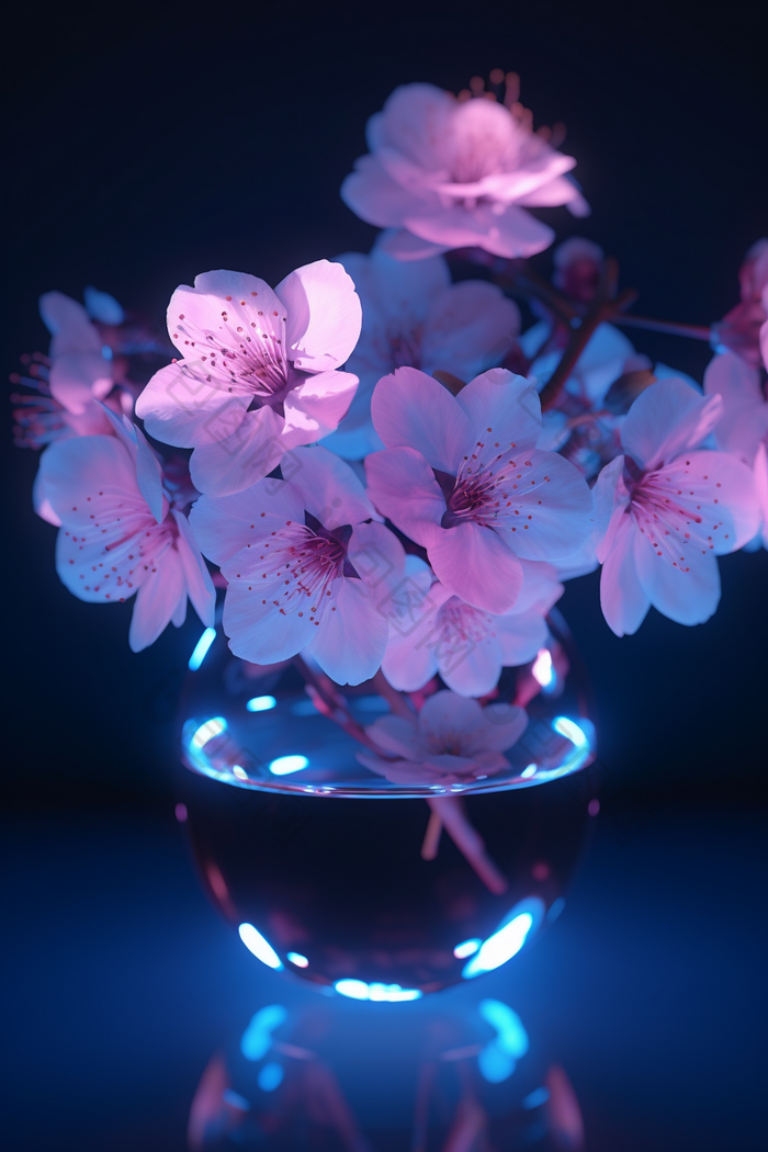 光感荧光花束肖像插画图片 包图网