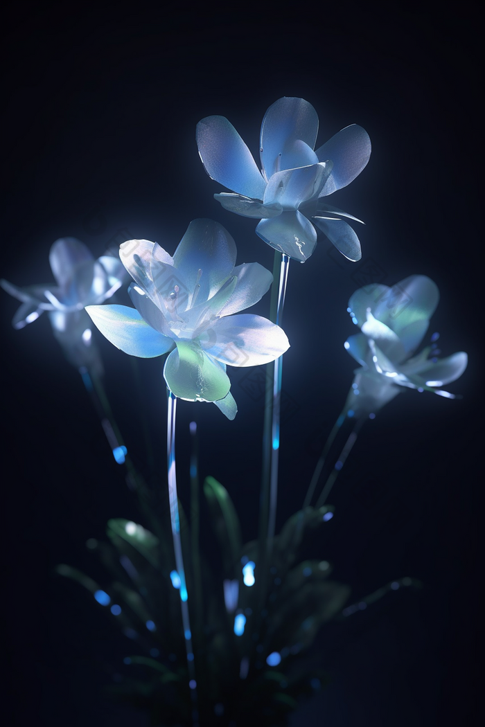 光感荧光花束透明插画图片 包图网