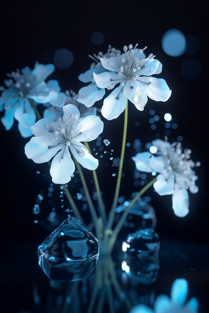 光感荧光花束幻想插画图片 包图网