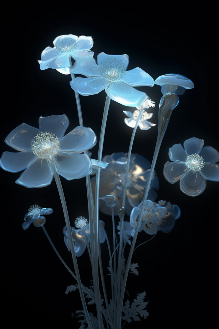 光感荧光花束玻璃插画图片 包图网