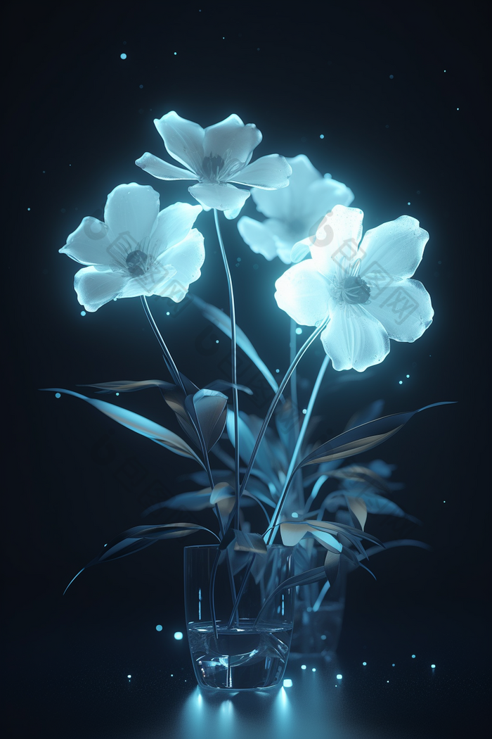 光感荧光花束魔法插画图片 包图网