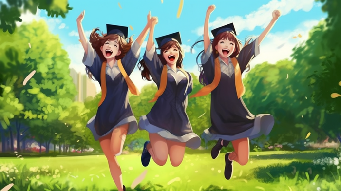 毕业季学生欢笑插画图片 包图网