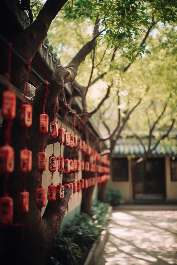 悬挂的祈福牌心想事成信仰图片 包图网