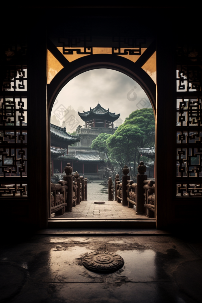 中国风建筑窗户图片 包图网
