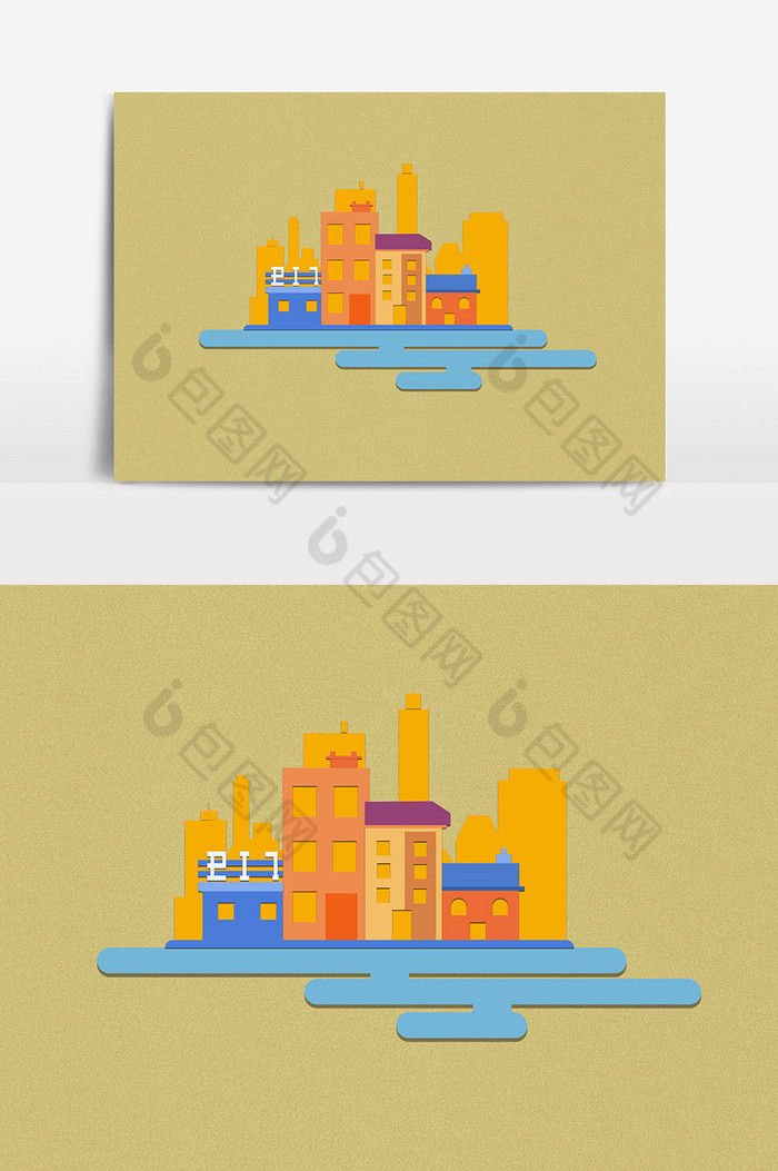 建筑群png下载-包图网