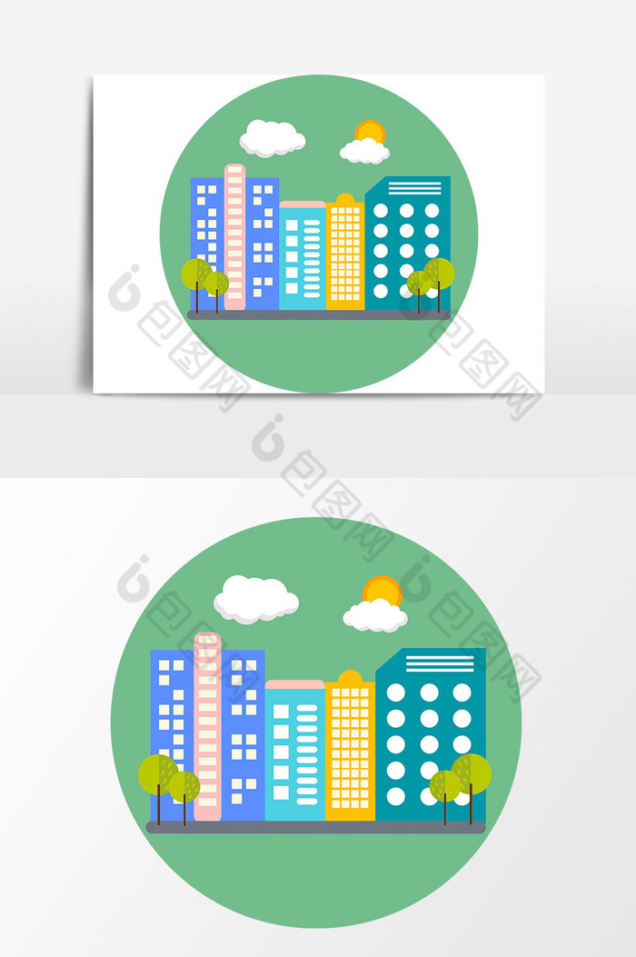 建筑群png下载-包图网