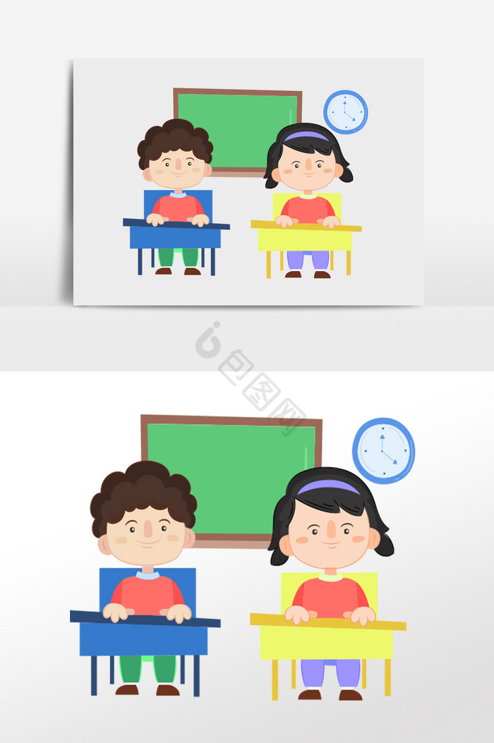 学生上课卡通图片-学生上课卡通素材免费下载-包图网