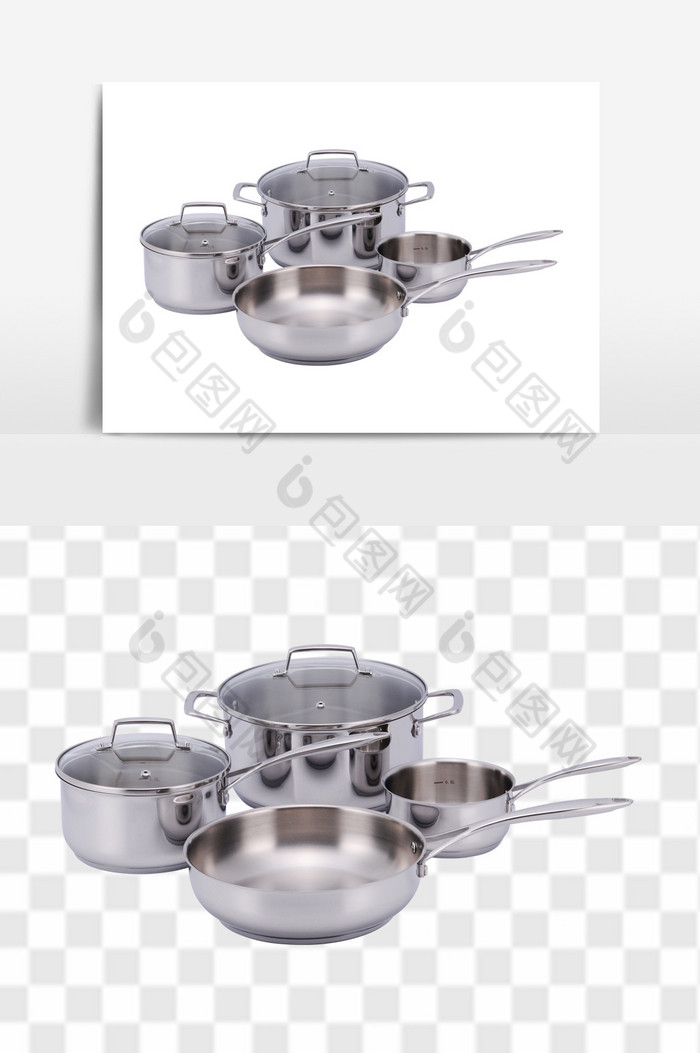高档不锈钢厨具组合套装【PSD素材】-包图网