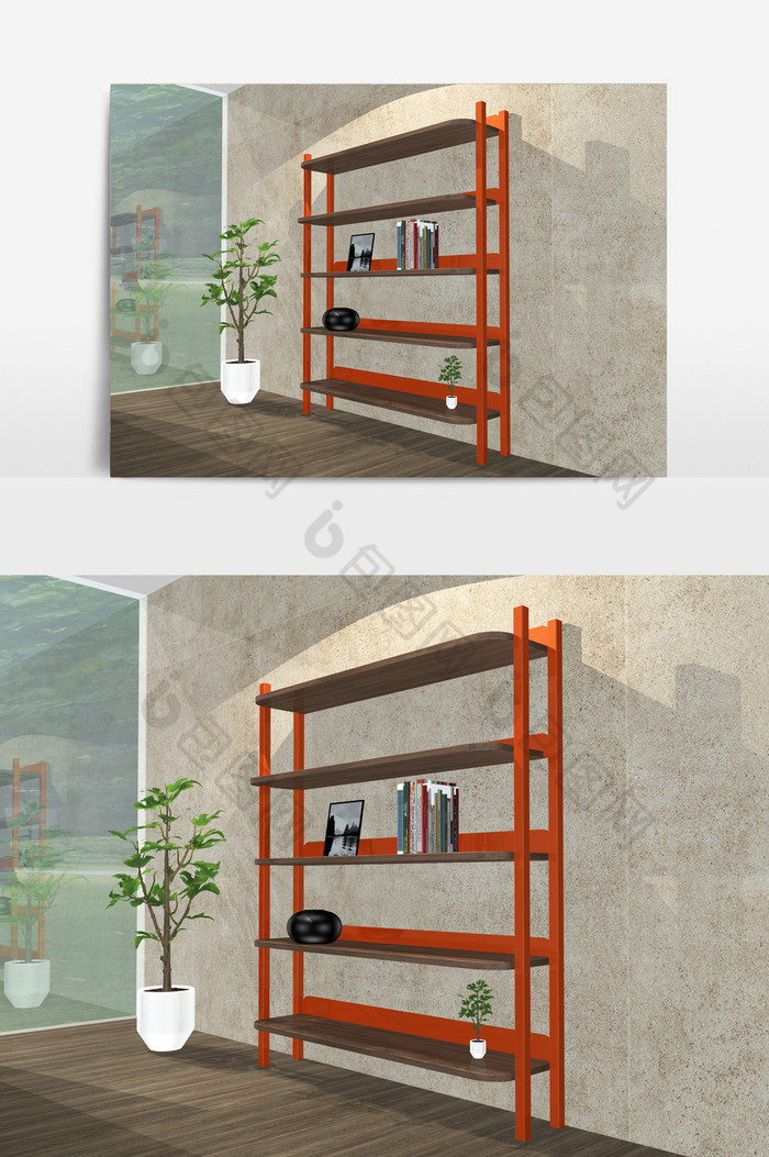 【简约书房书架模型】图片下载-包图网