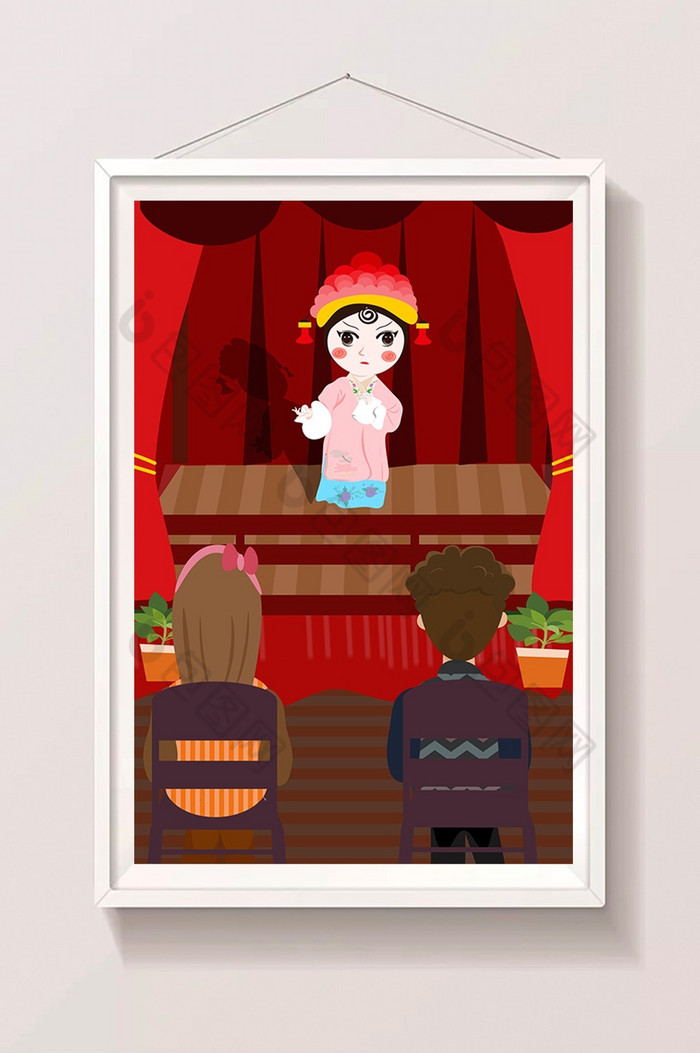 哈单舞台唱戏插画图片-包图网