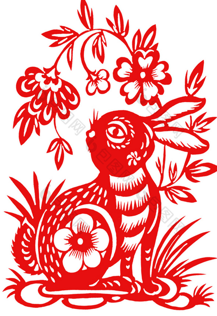 中国十二生肖兔插画图片-包图网
