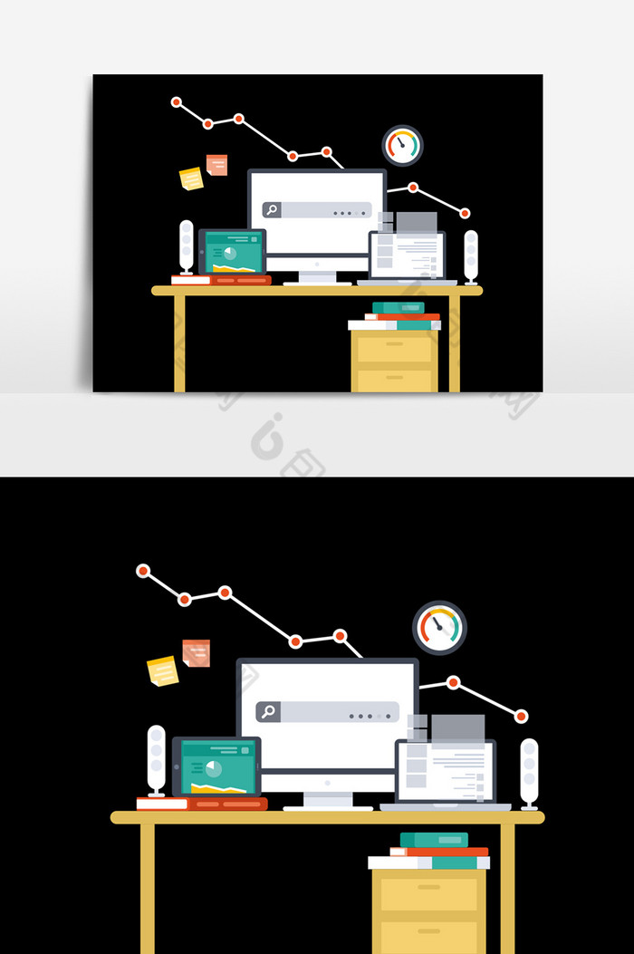 办公电脑png下载-包图网