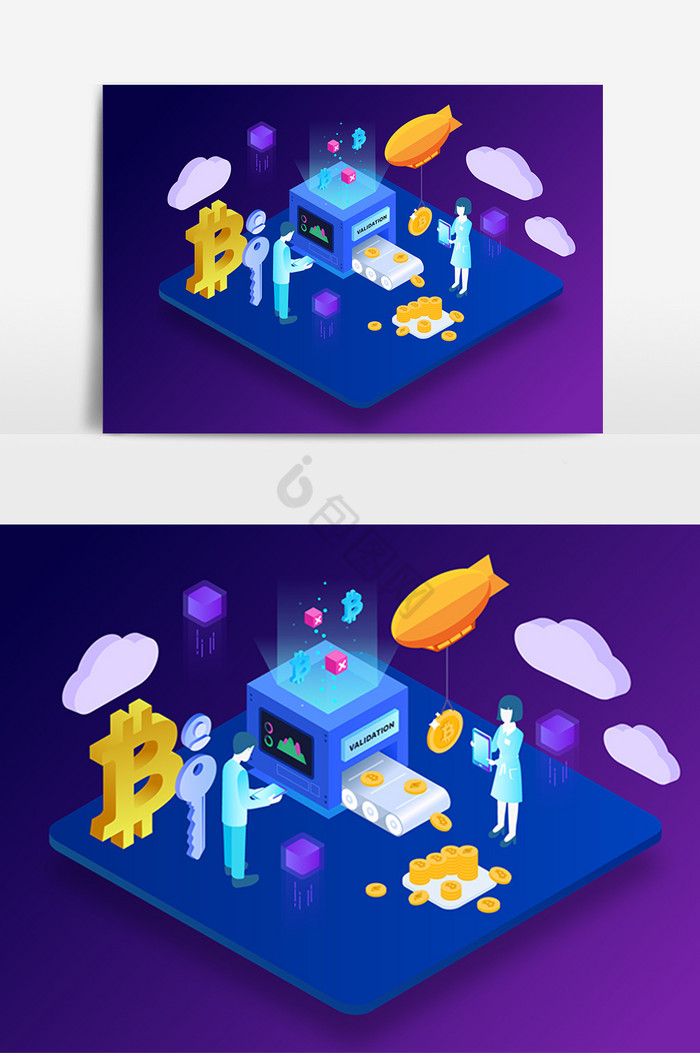 区块链2.5d矢量图片素材-区块链2.5d矢量下载-商用版权设计-包图网