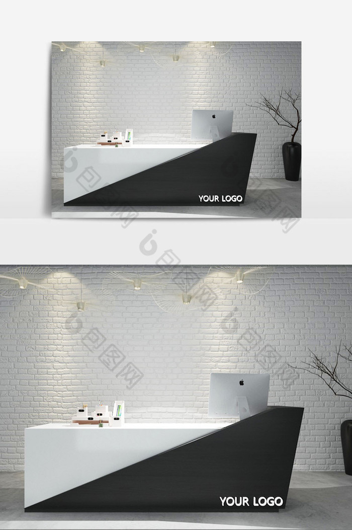 【简约现代烤漆异形接待台】图片下载-包图网