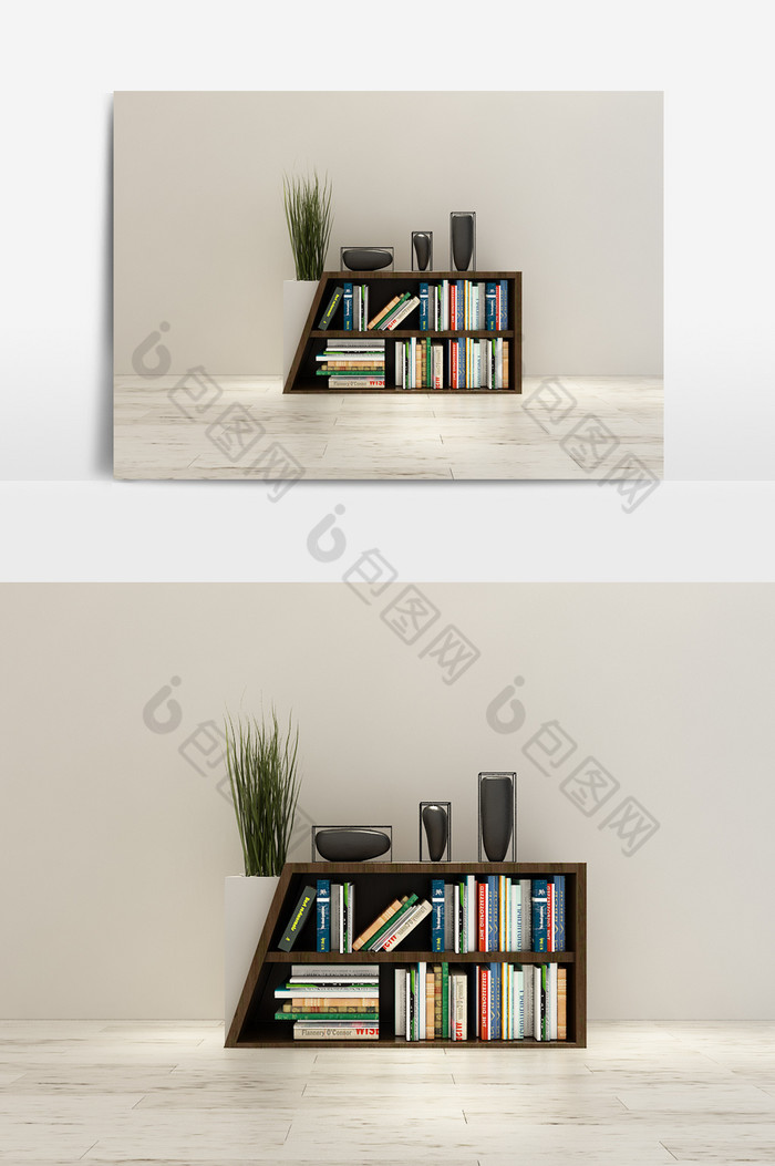 【简约百搭时尚书架模型】图片下载-包图网