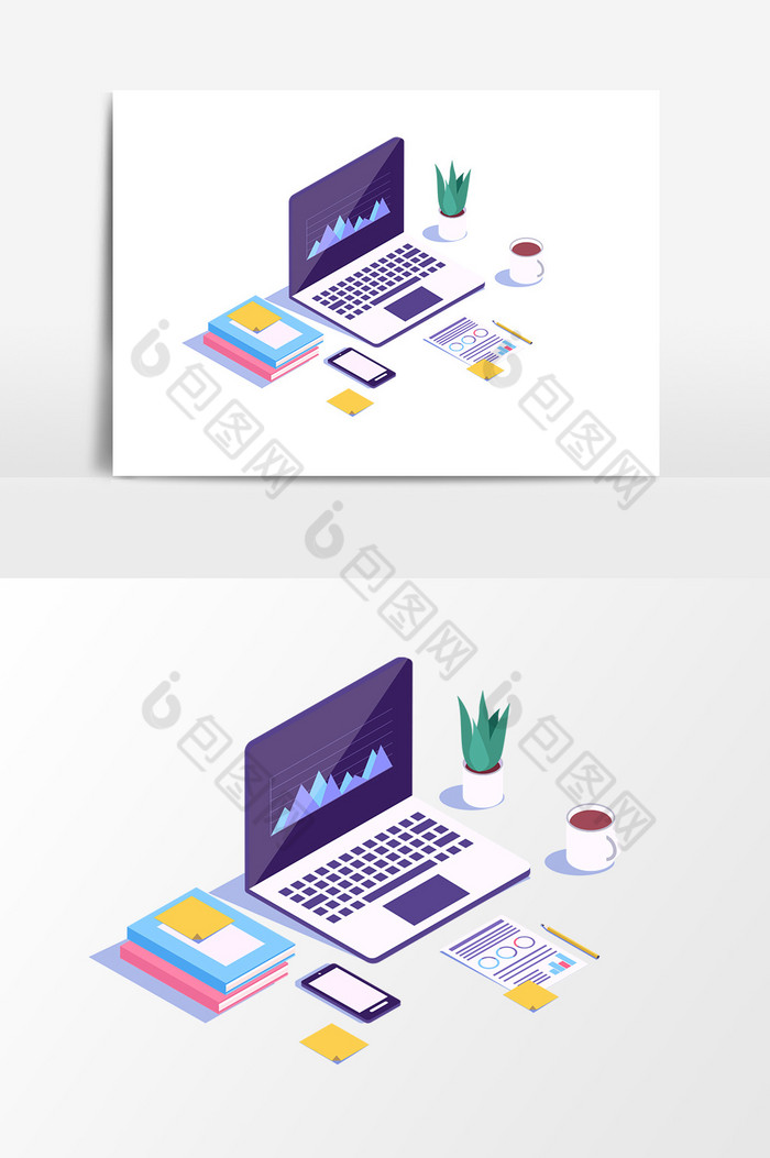 办公电脑笔记本png下载-包图网
