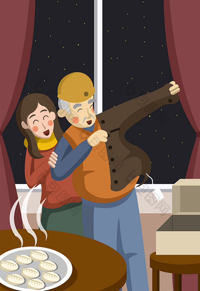 感恩节感恩父母插画图片-包图网