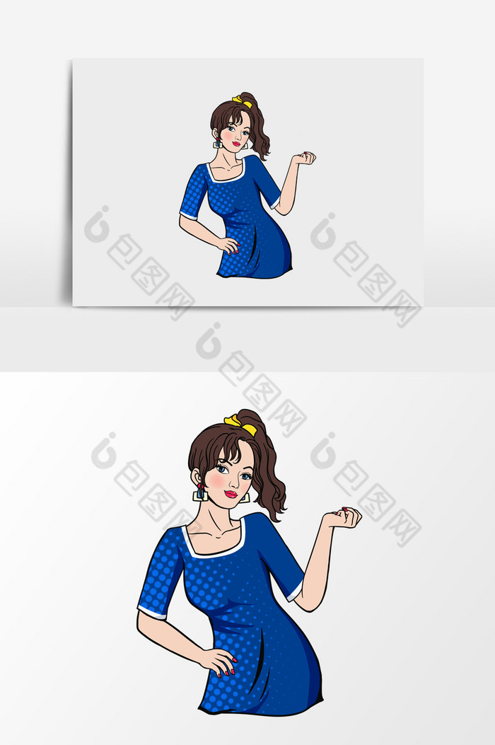 苗条女生插画图片 包图网