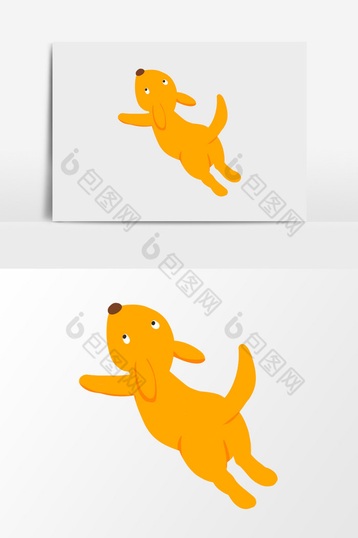 跳起来的小黄狗插画图片-包图网