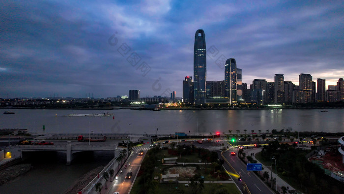 广州城市晚霞夜幕降临夜景灯光航拍图片-包图网企业站