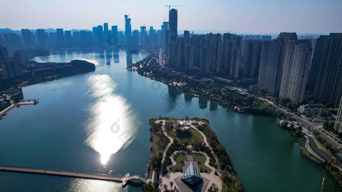 湖南长沙梅溪湖航拍图片-包图网企业站