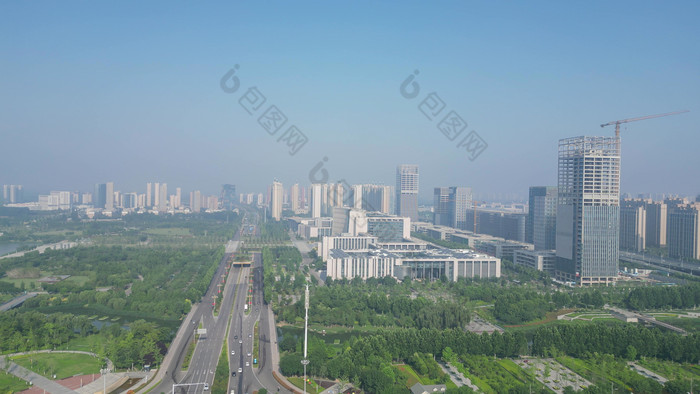 航拍山东济宁新城地标建筑图片-包图网企业站