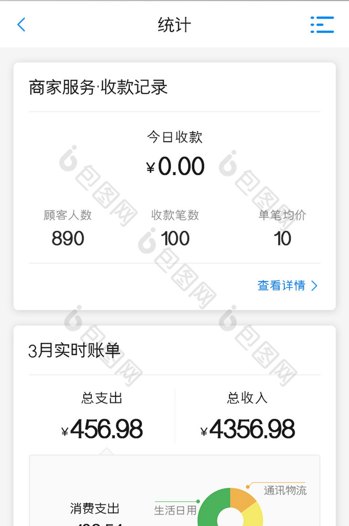 商城APP账单统计UI移动界面-包图网