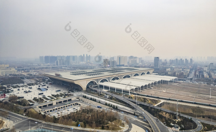 河北石家庄新火车站航拍景观图片-包图网企业站