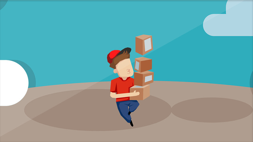 卡通物流快递员送货gif动图下载-包图网