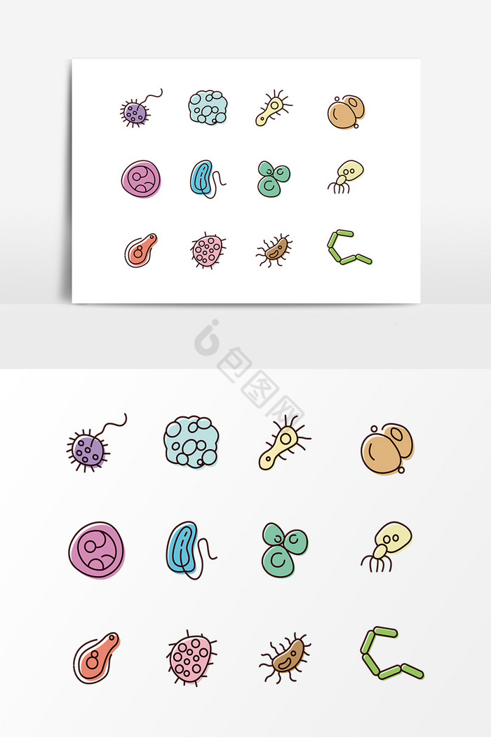 微生物卡通图片-微生物卡通素材免费下载-包图网