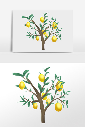 手绘绿色植物黄橙子果树插画设计元素1024*1540图片素材免费下载-编号1272326-潮点视频