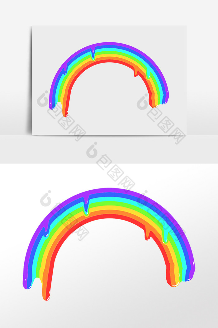 雨后七彩彩虹插画png下载-包图网