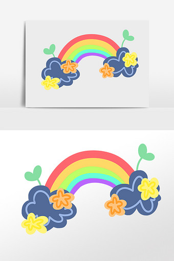 手绘卡通可爱雨后装饰彩虹插画设计元素1024*1540图片素材免费下载-编号1287030-潮点视频