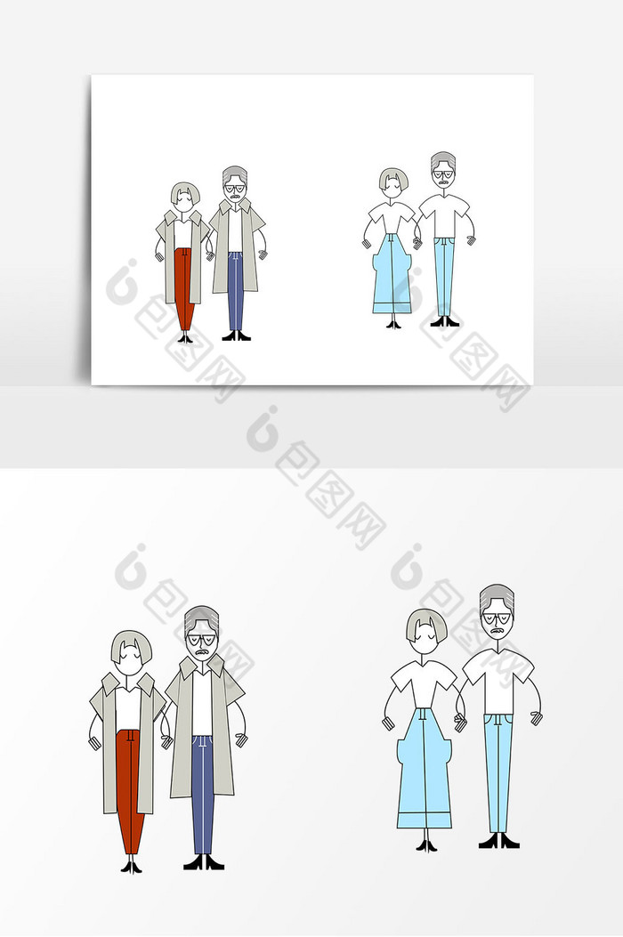 手账风线条老年人png下载-包图网