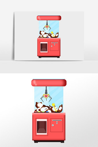 红色娃娃机手绘插画设计元素1024*1540图片素材免费下载-编号1316645-潮点视频