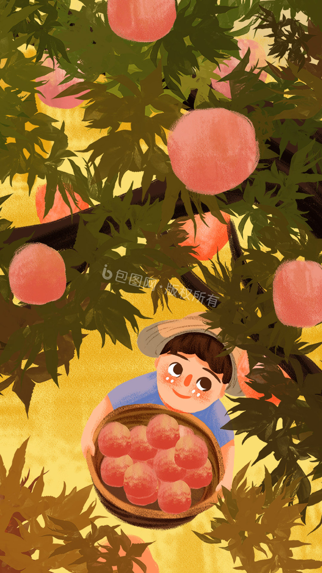 卡通桃树图片-卡通桃树素材免费下载-包图网