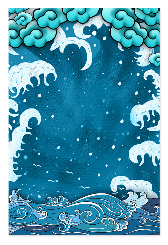 墨新中式波纹图片模板-包图网