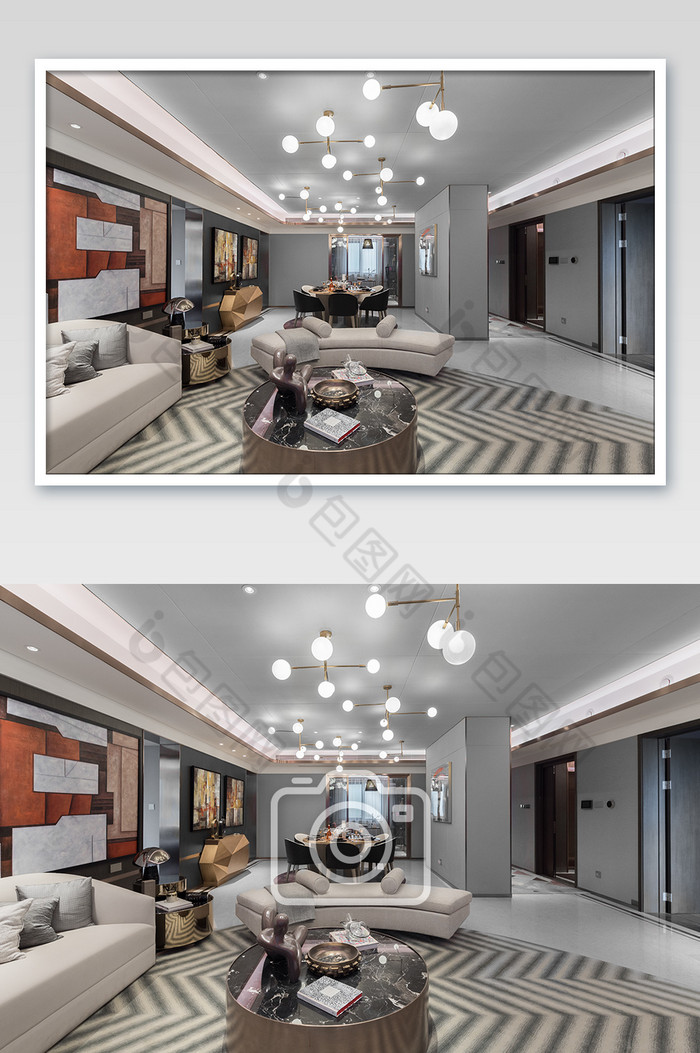 大气时尚的豪宅客厅家居摄影图图片-包图网