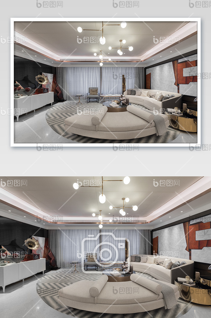 大气简约的客厅豪宅家居摄影图图片-包图网