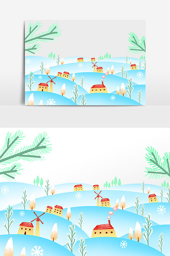 冬季大雪房屋树木设计元素1024*1540图片素材免费下载-编号1324344-潮点视频