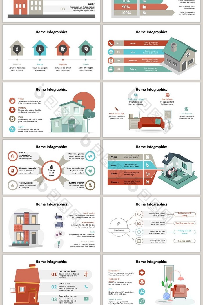 棕色系房子40页PPT图表合集免费下载-包图网