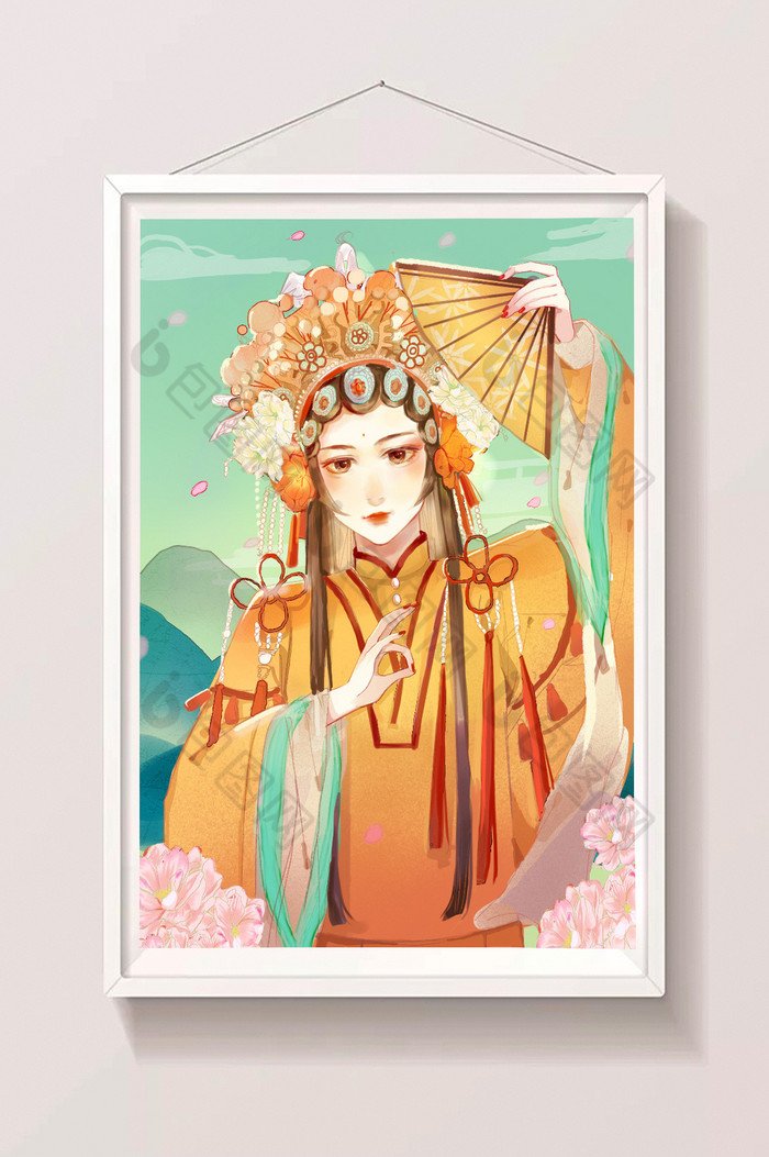 明戏子唱戏插画图片-包图网