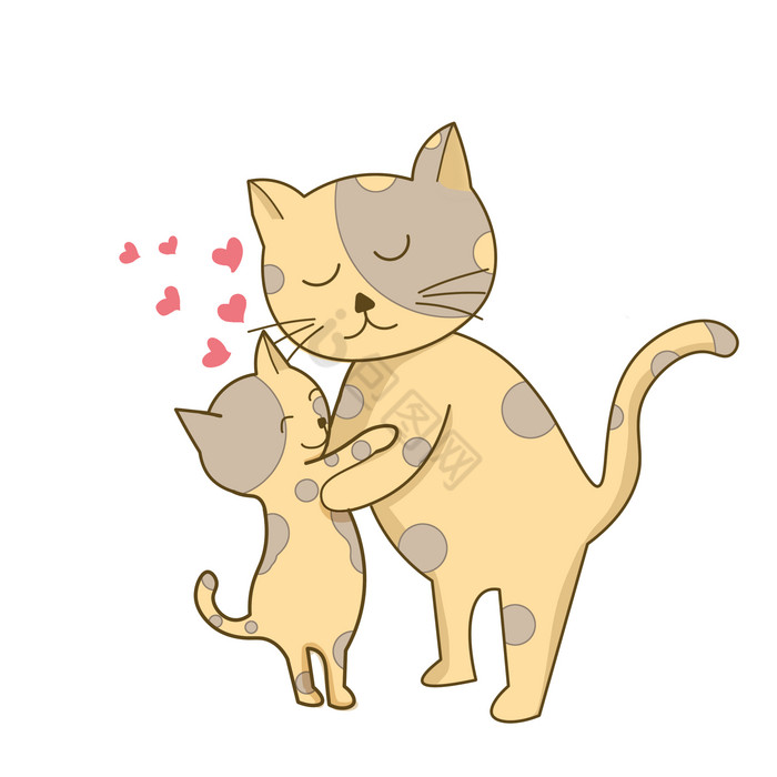 拥抱大小猫咪png下载-包图网