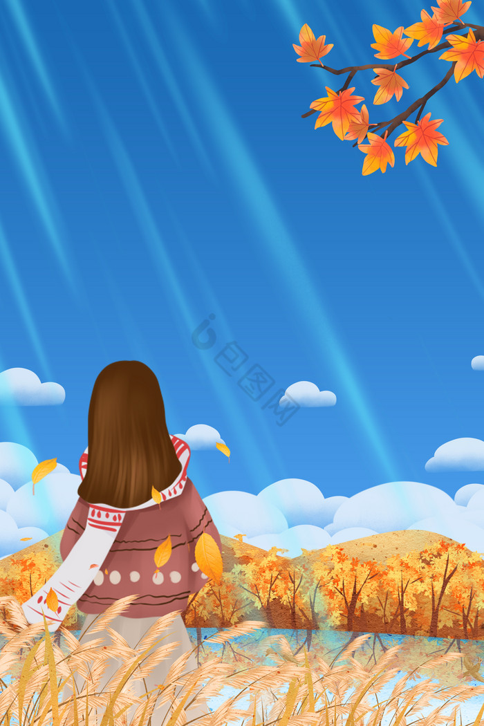 文艺秋游秋季秋天立秋秋分节气模板-包图网