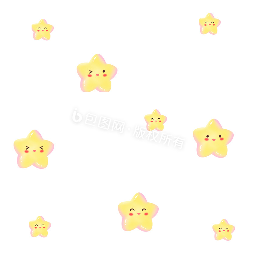 黄色立体可爱星星闪烁gif动图下载-包图网